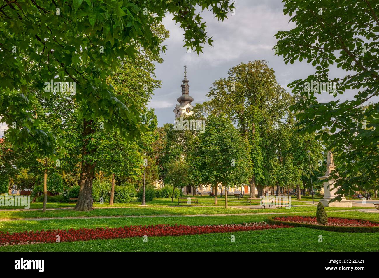 Bjelovar Cathedral of Teresa of Avila view from the central park Stock ...
