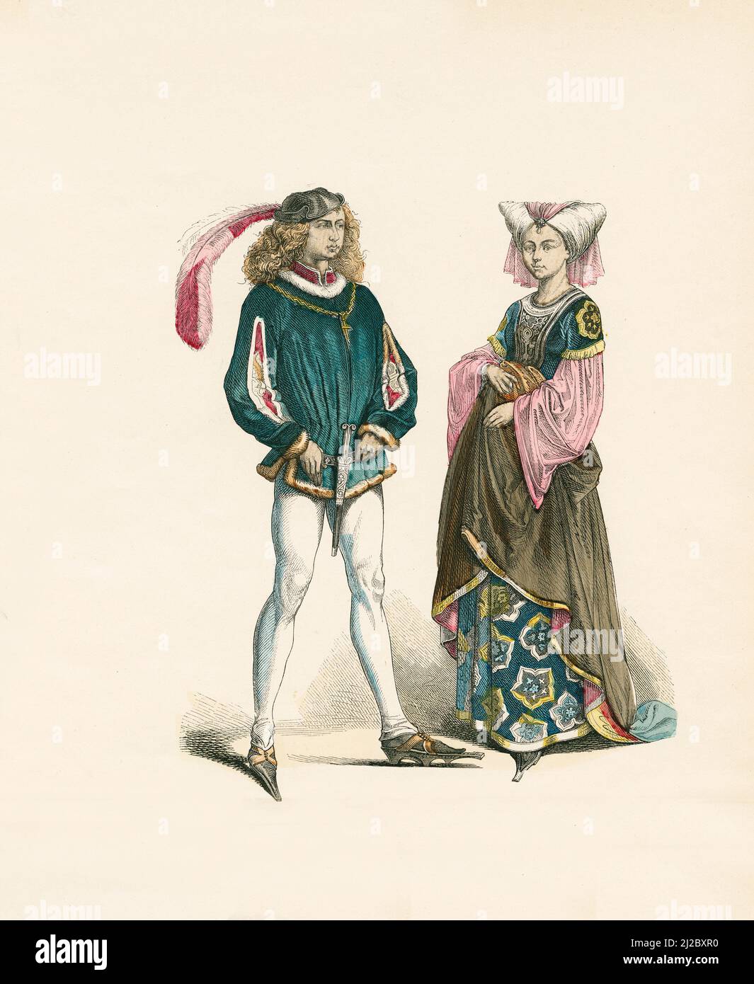 French Costumes, Second Half of 15th Century, Illustration, The History ...