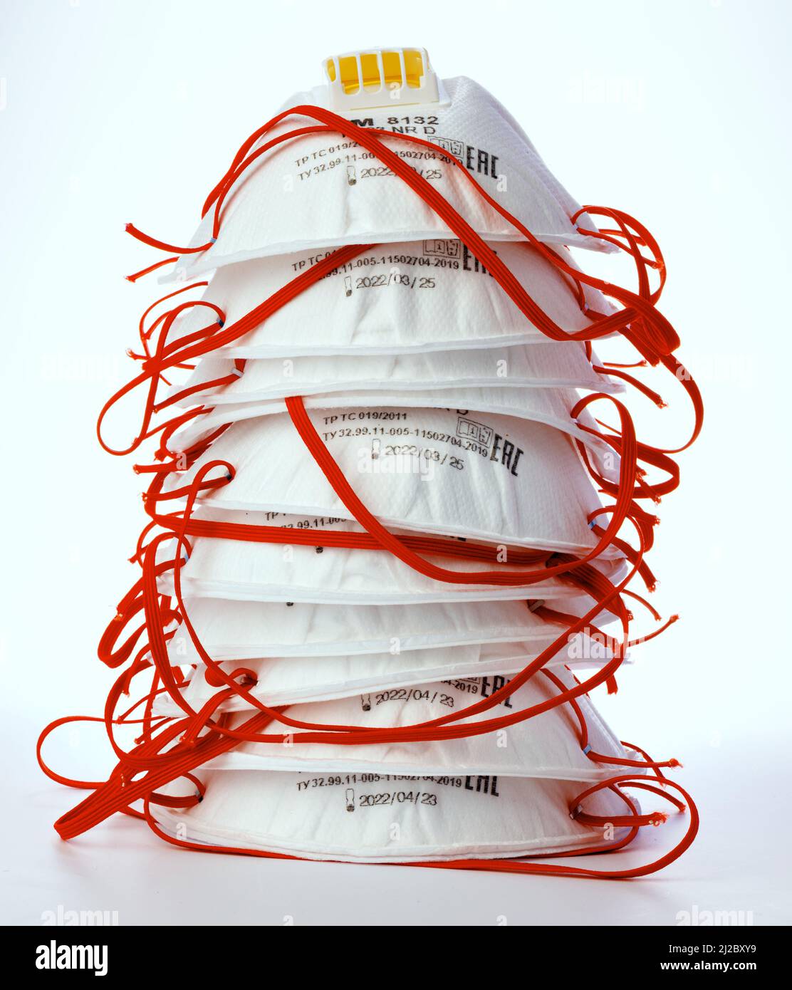 KRASNODAR, RUSSIA - JUNE 03, 2020: 3M 8132 FFP3 medical masks isolated ...