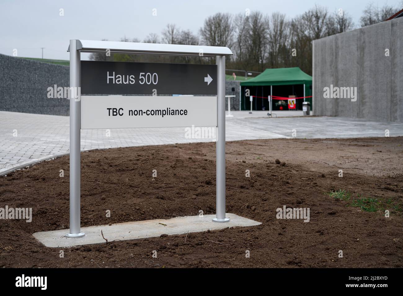 Ebensfeld, Germany. 31st Mar, 2022. Sign indicating the tuberculosis ...