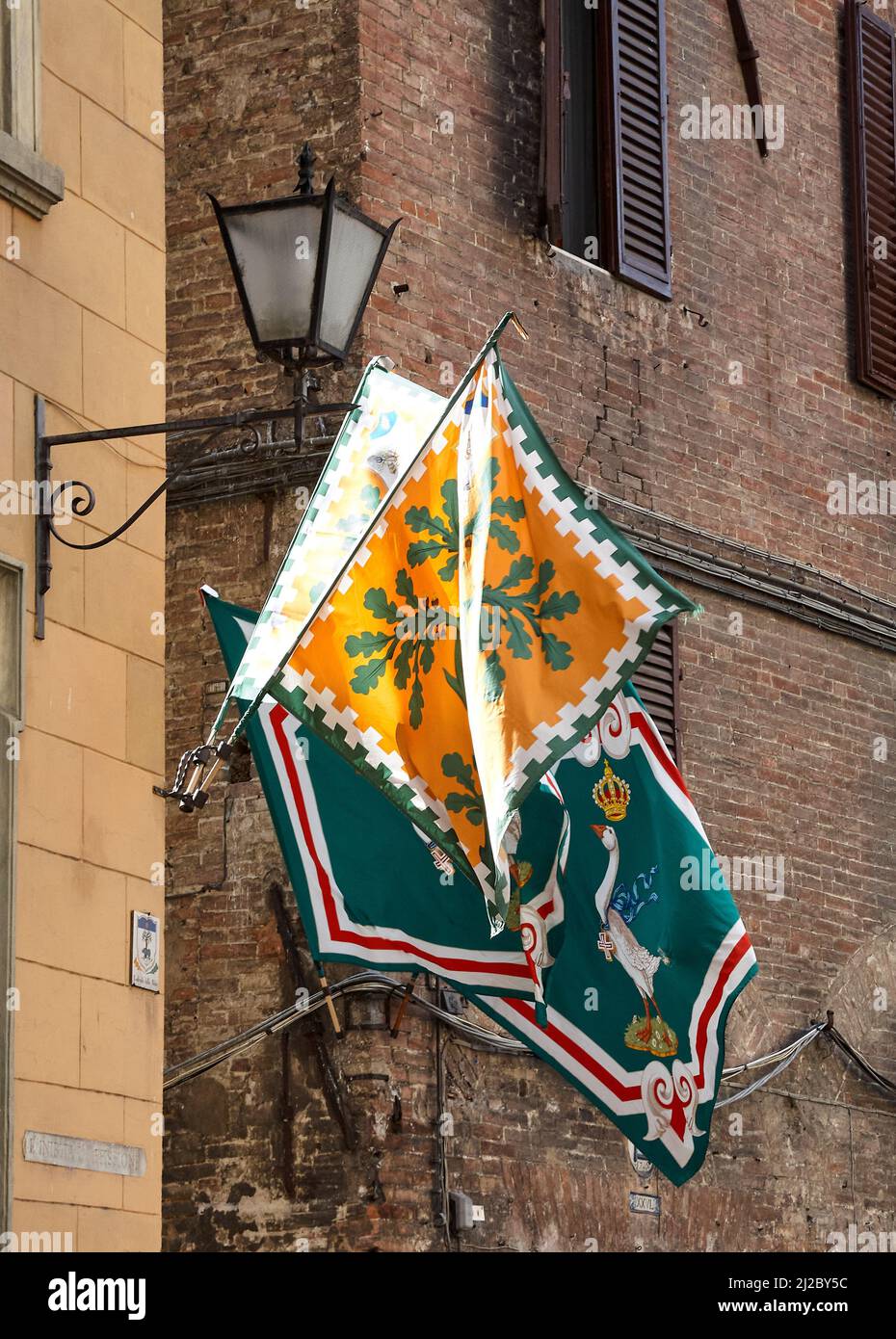 Street Decoration Flags for Palio Race sienna Stock Photo - Alamy