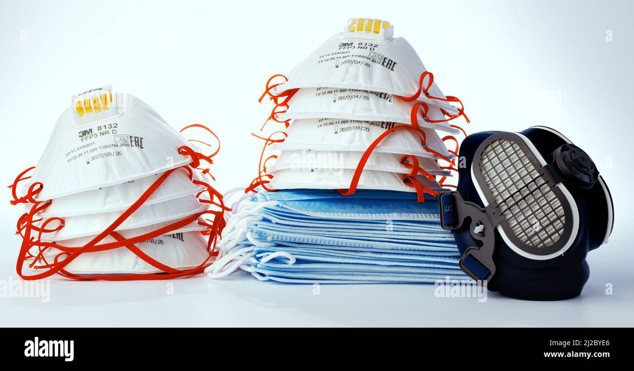 KRASNODAR, RUSSIA - JUNE 03, 2020: 3M 8132 FFP3 mask with GVS Elipse ...