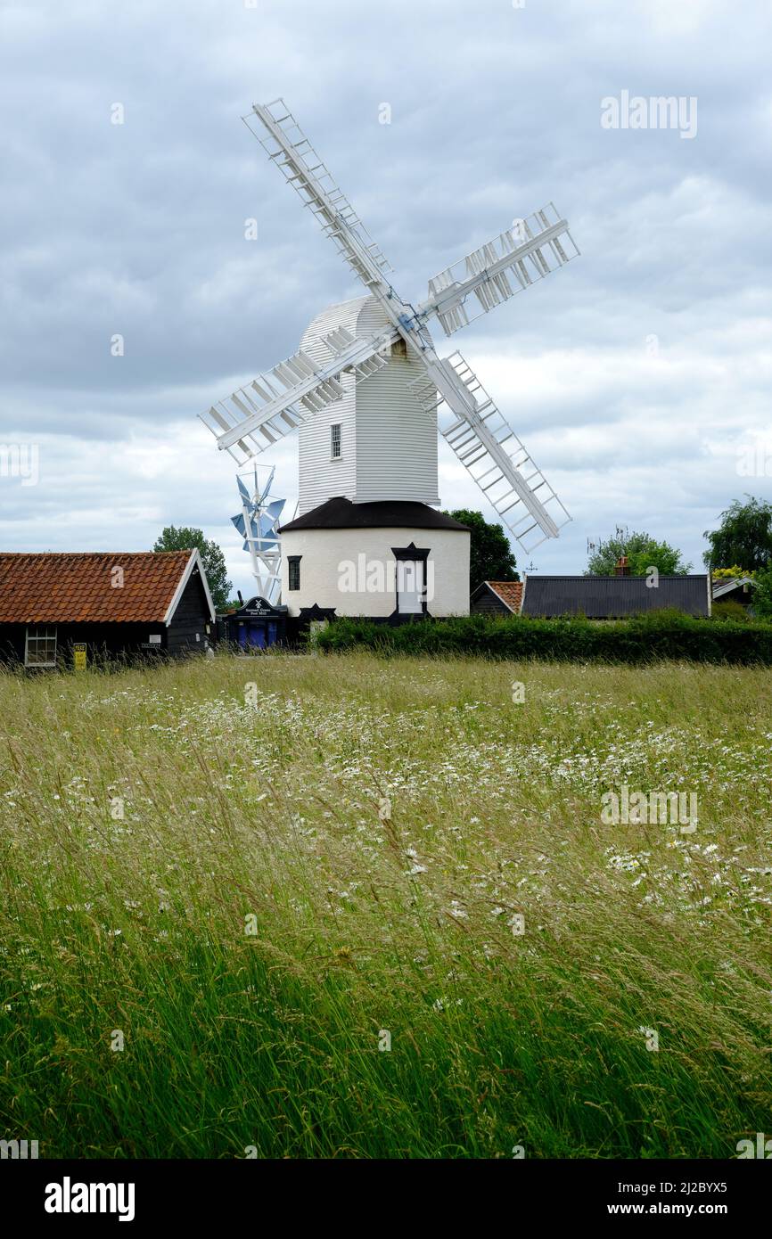 Saxstead Post mill Portrait Format Stock Photo - Alamy