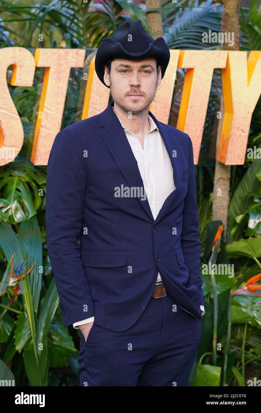 Aaron Nee arriving for the UK premiere of The Lost City at Cineworld ...