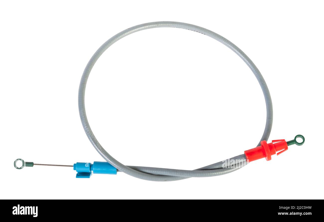 Metal cable parking brake isolated on white background. Auto service ...