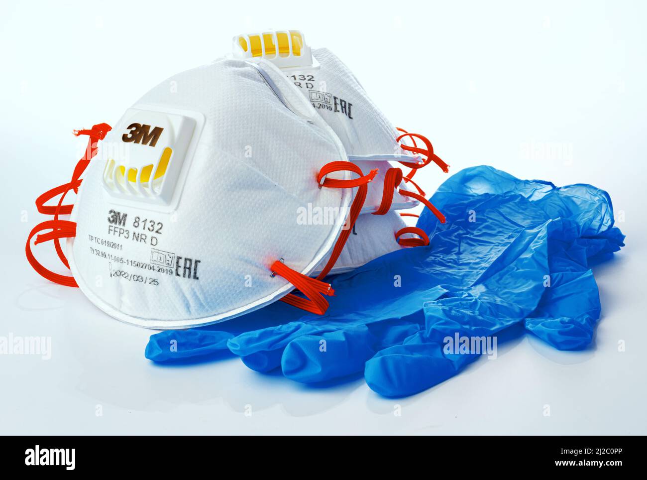 KRASNODAR, RUSSIA - JUNE 03, 2020 : 3M 8132 FFP3 respirator mask with ...