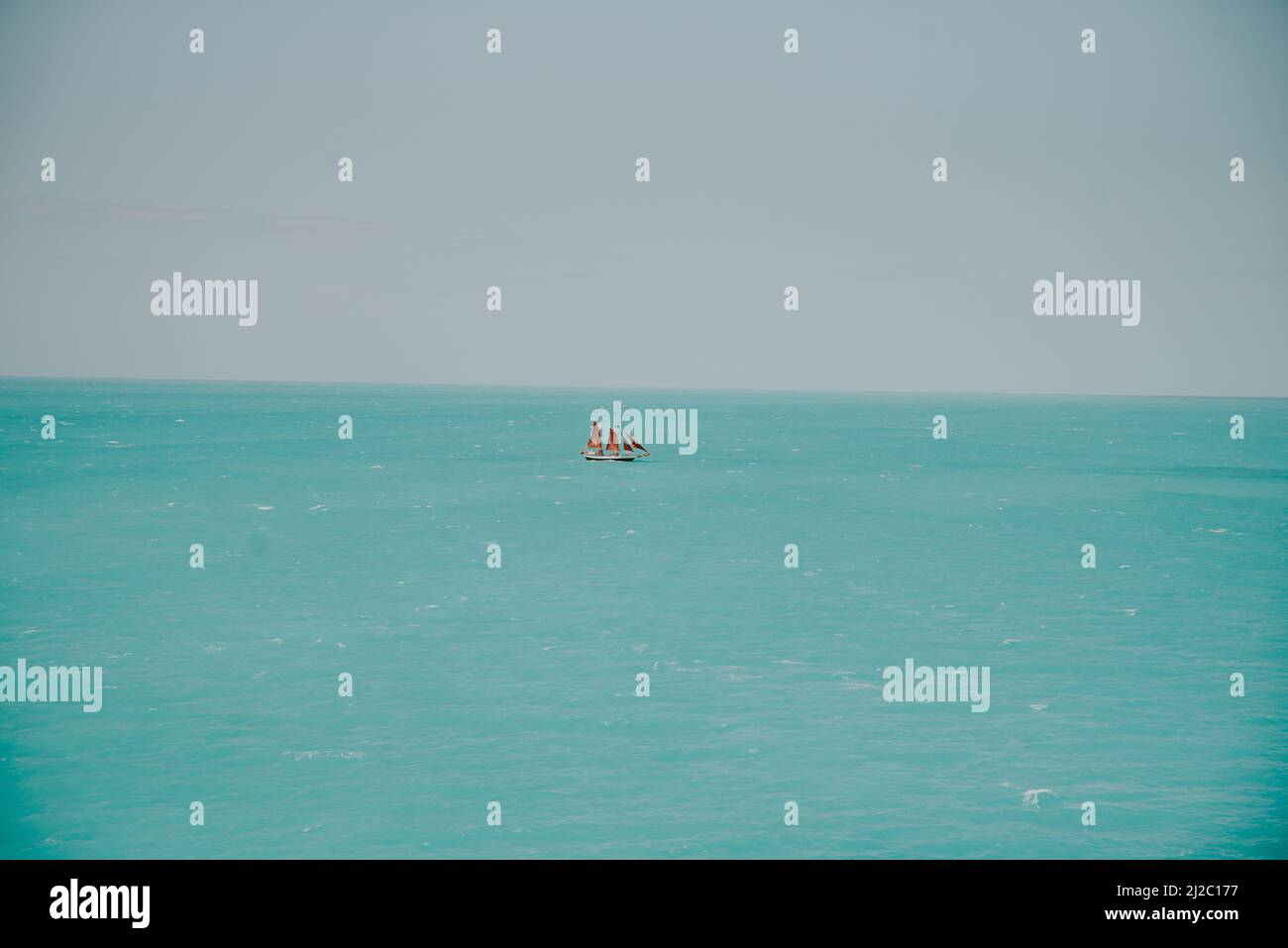 A beautiful boat in the middle of a blue Ley West coast in the United ...