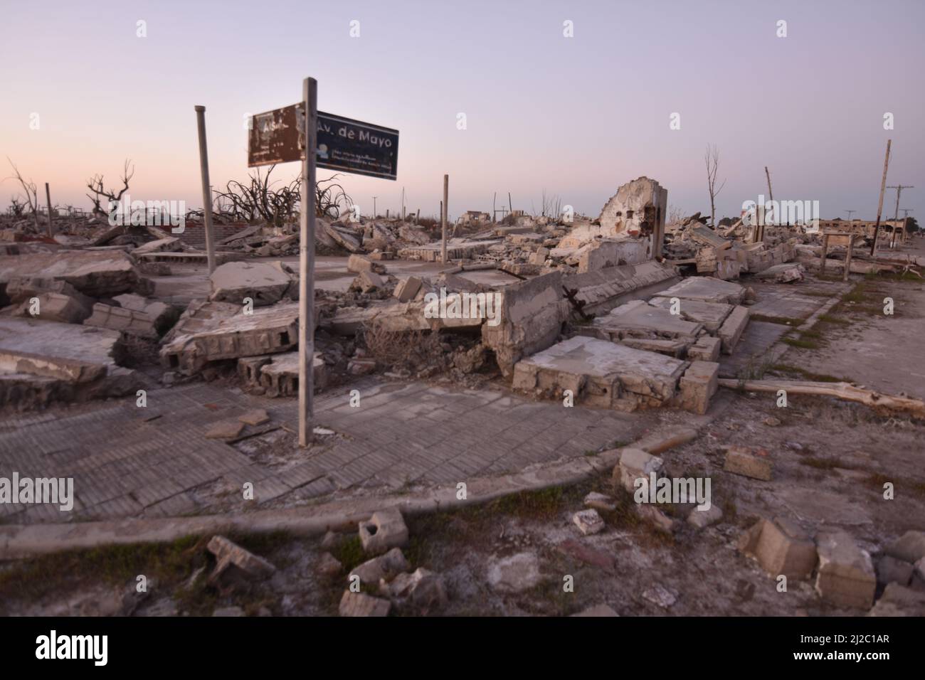 The old destroyed building ruins at sunset Stock Photo - Alamy