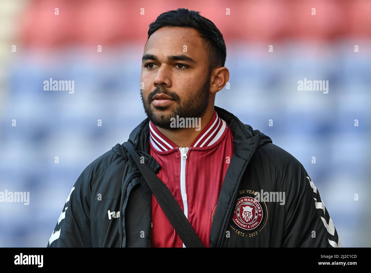 Bevan French #1 of Wigan Warriors arrives at The DW Stadium Stock Photo ...