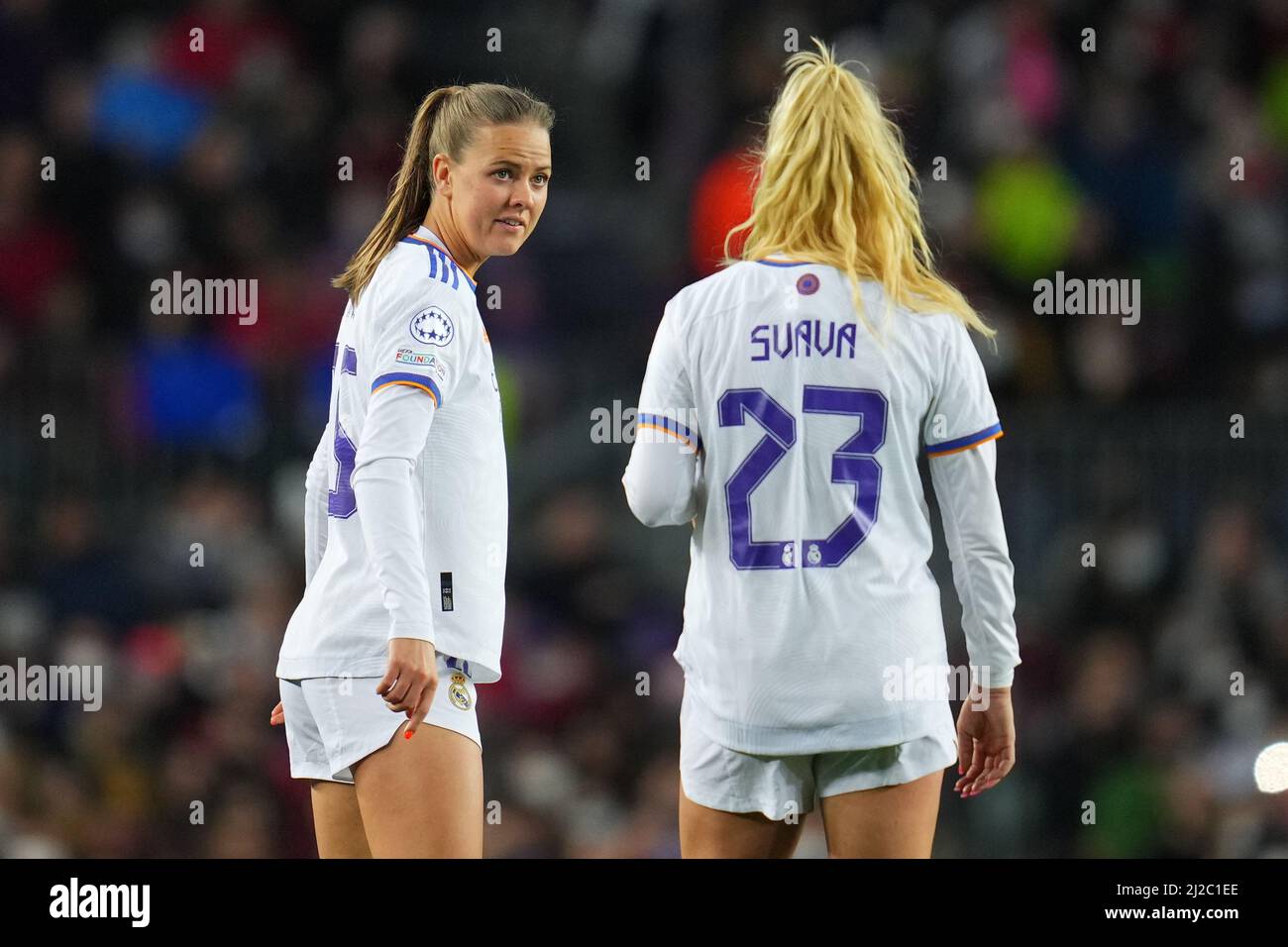 Caroline Moller and Sofie Svava of Real Madrid during the UEFA Women’s ...