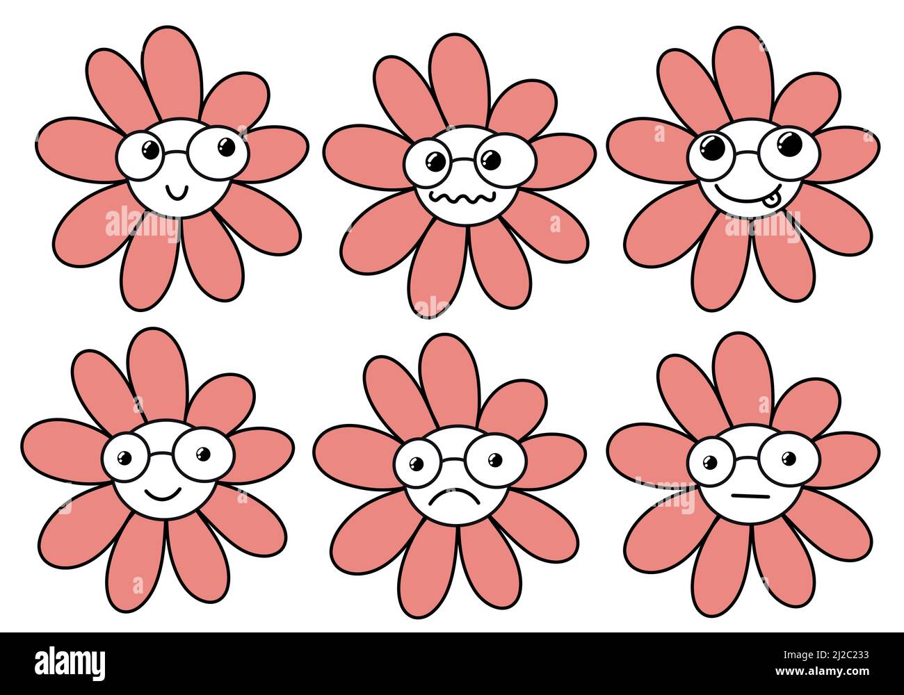 Set with cartoon flowers for fabrics and kids and packaging and cards ...