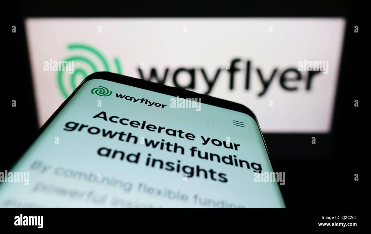Smartphone with webpage of Irish e-commerce company Wayflyer Limited on ...