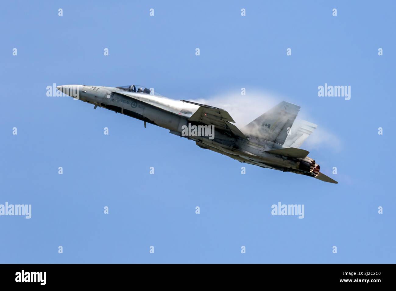 A Royal Canadian Air Force (RCAF) CF-18 performs an air demonstration ...