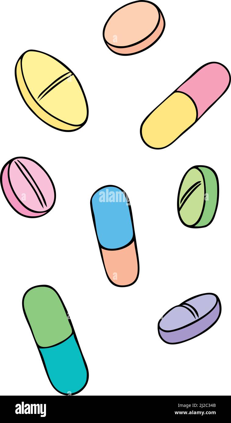 Medicine pills, drawing vector illustration Stock Vector Image & Art ...