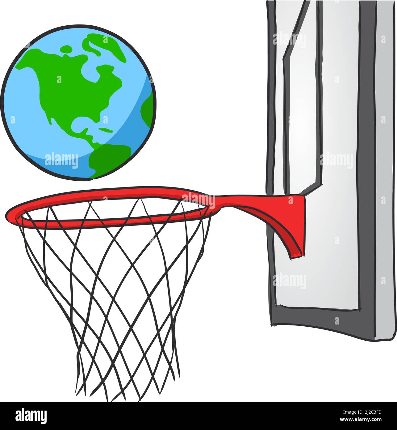 Vector illustration world and basketball hoop Stock Vector Image & Art ...