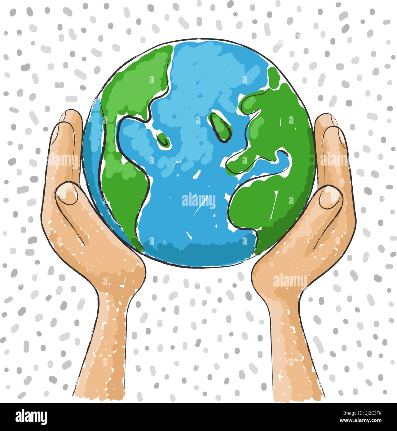 Hand protecting the world, environment protection, vector illustration ...