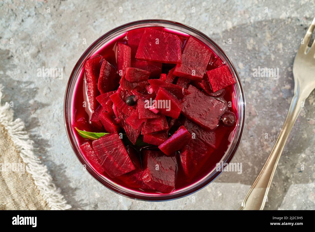 Kvass - fermented sliced red beet in a bowl, top view Stock Photo - Alamy