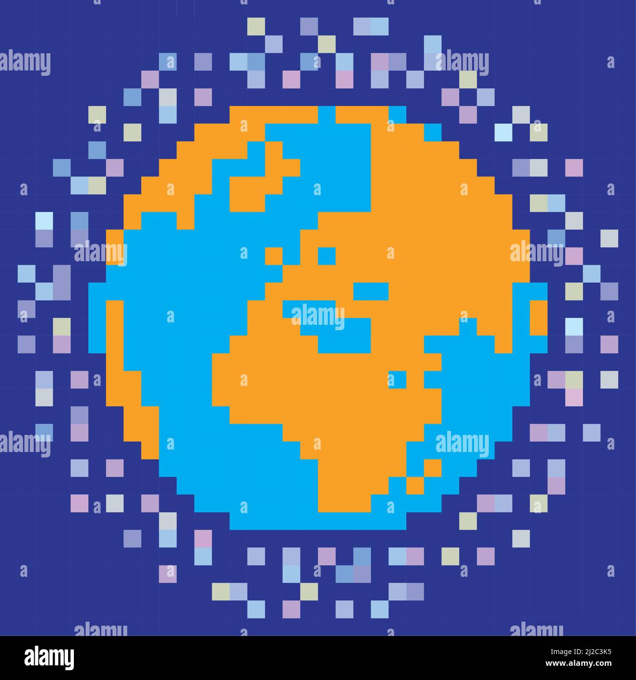 Pixel world vector graphic illustration Stock Vector Image & Art - Alamy