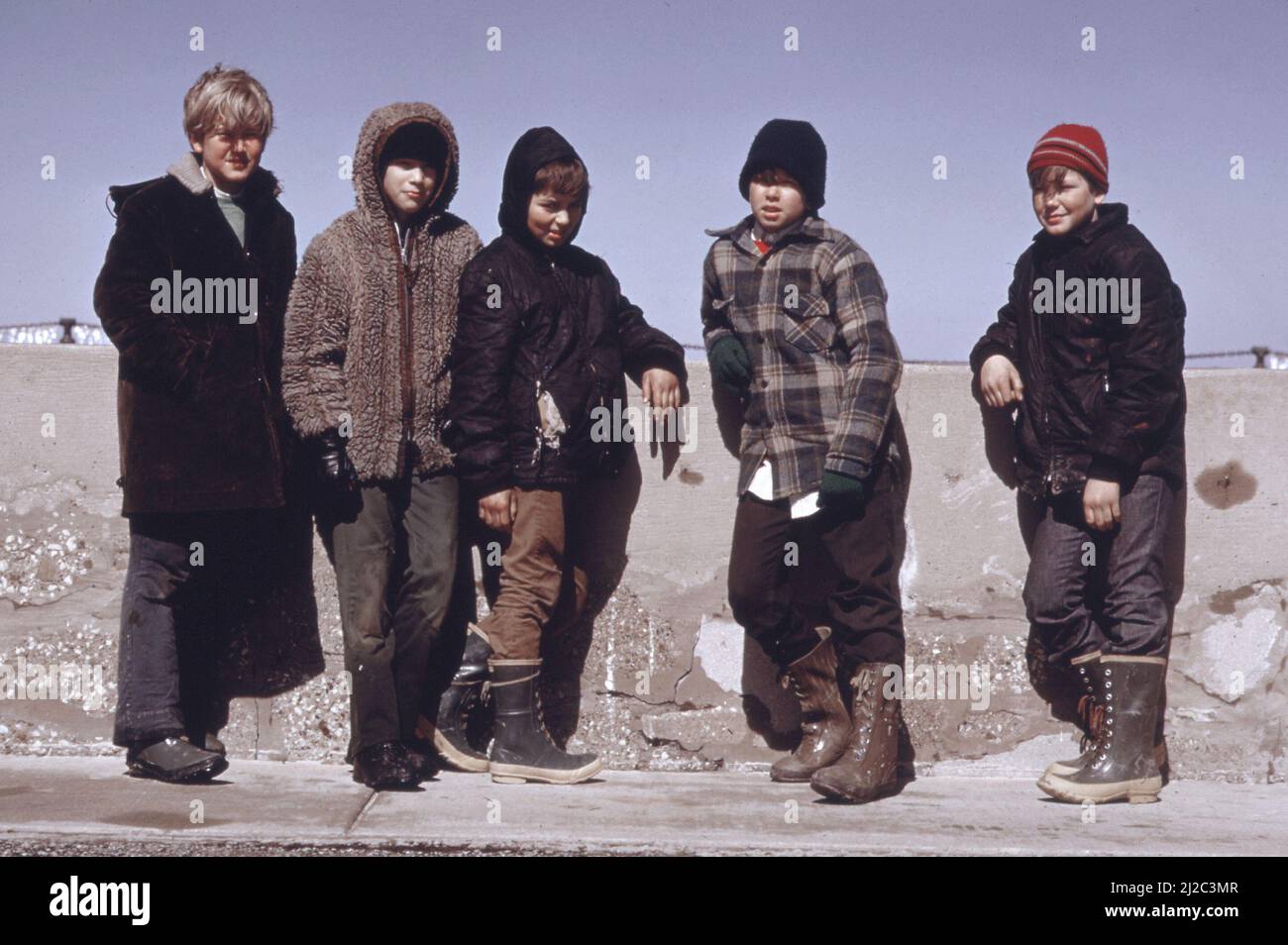 1970s boys wearing coats hi-res stock photography and images - Alamy
