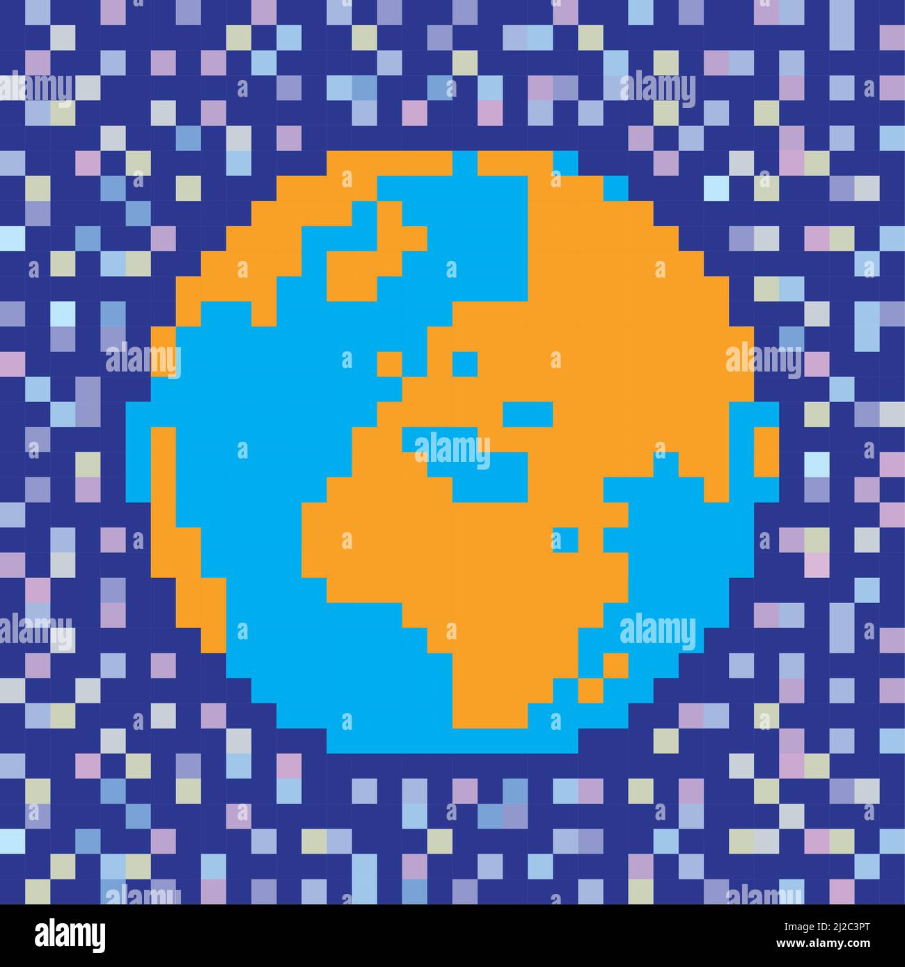 Pixel world vector graphic illustration Stock Vector Image & Art - Alamy