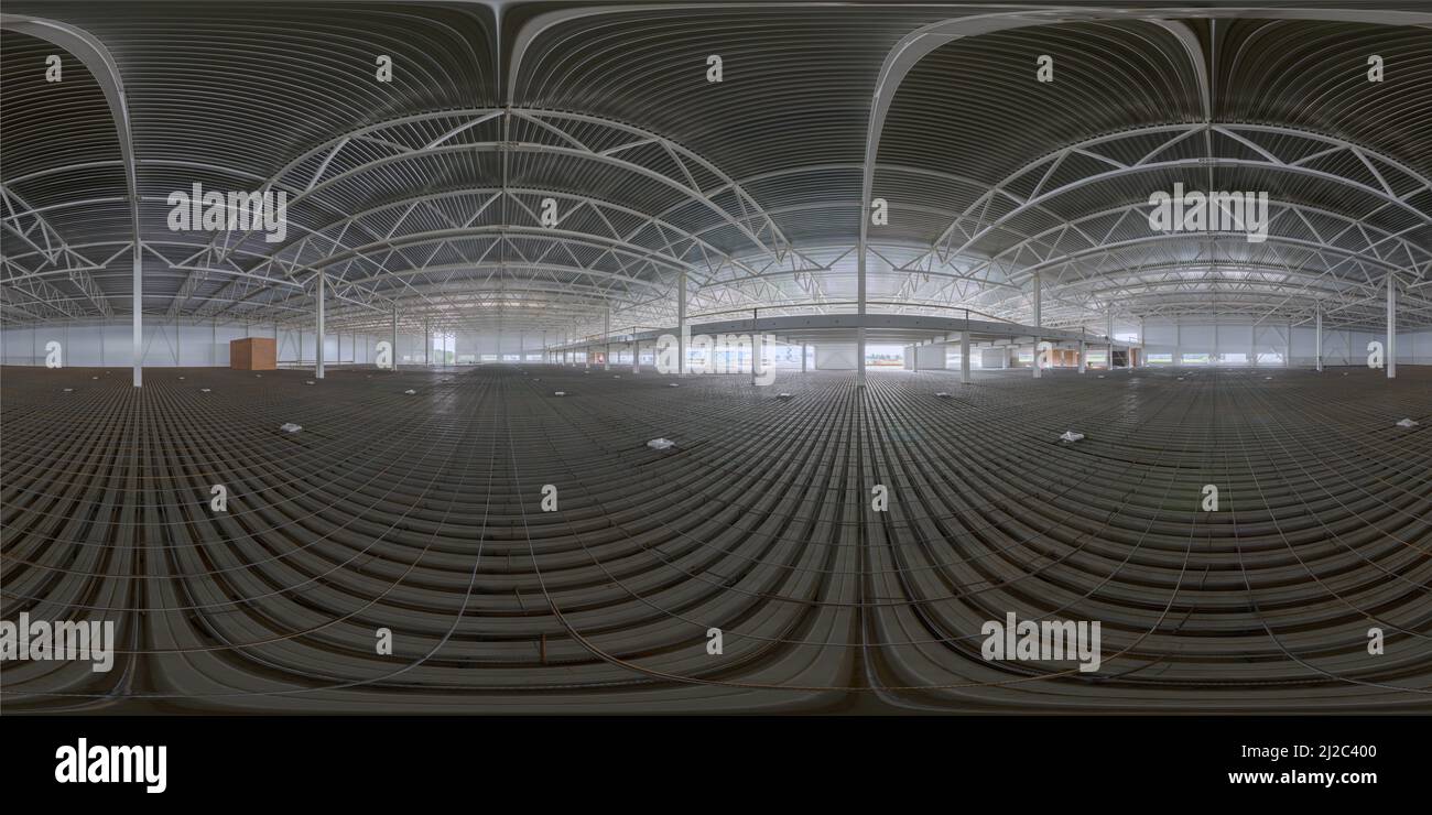 Spherical panorama of indoor construction site, equirectangular ...