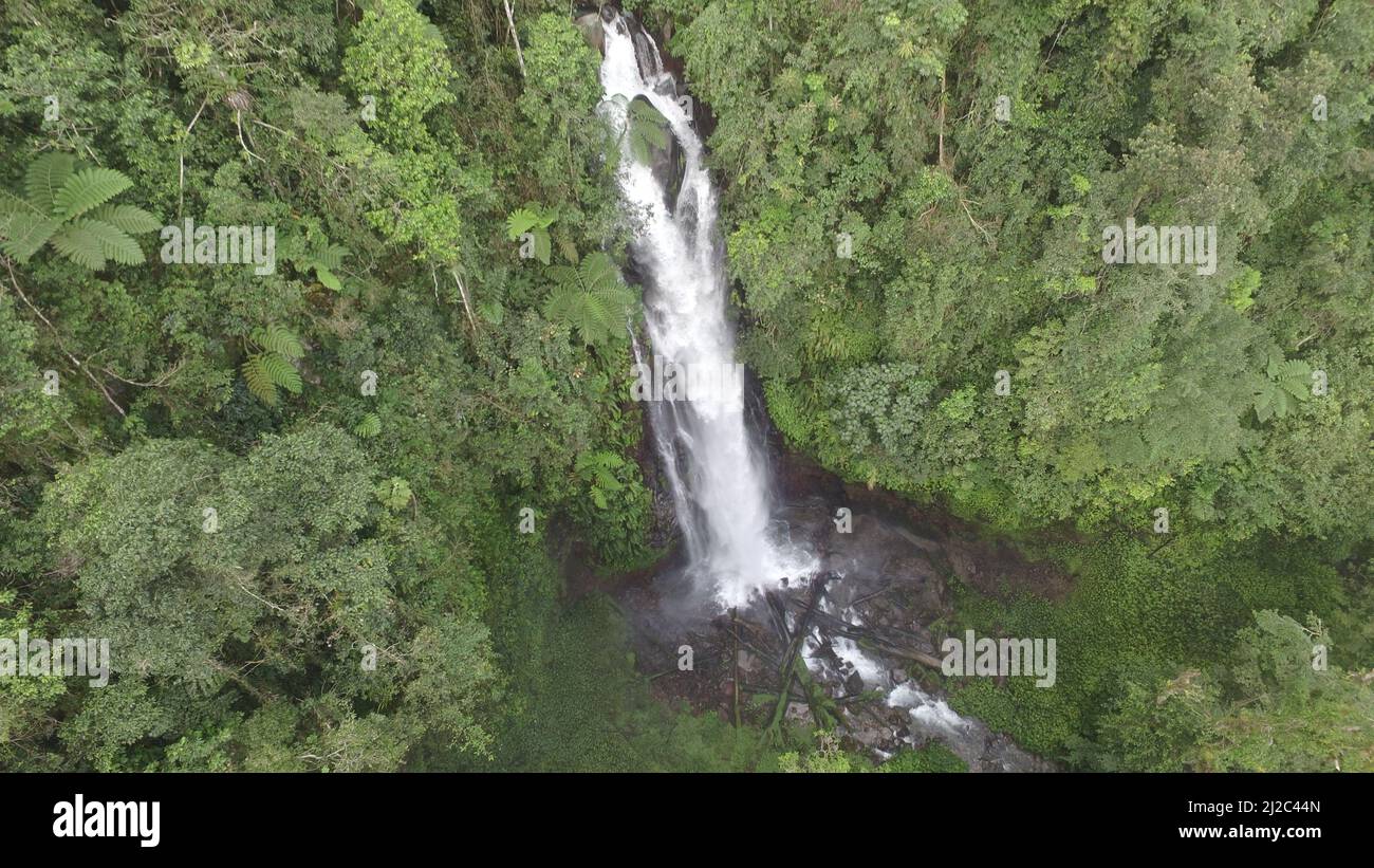 An aerial view of Cunca Rede waterfall in Flores, Indonesia Stock Photo ...
