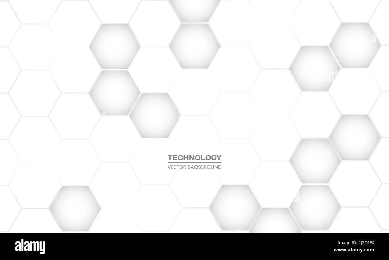 White hexagonal technology 3D vector abstract background. Technology futuristic modern hexagon ...