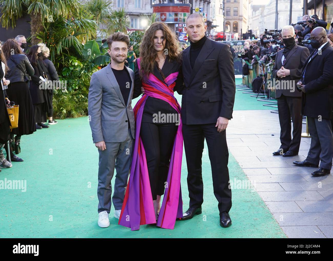 (Left to right) Daniel Radcliffe, Sandra Bullock and Channing Tatum ...