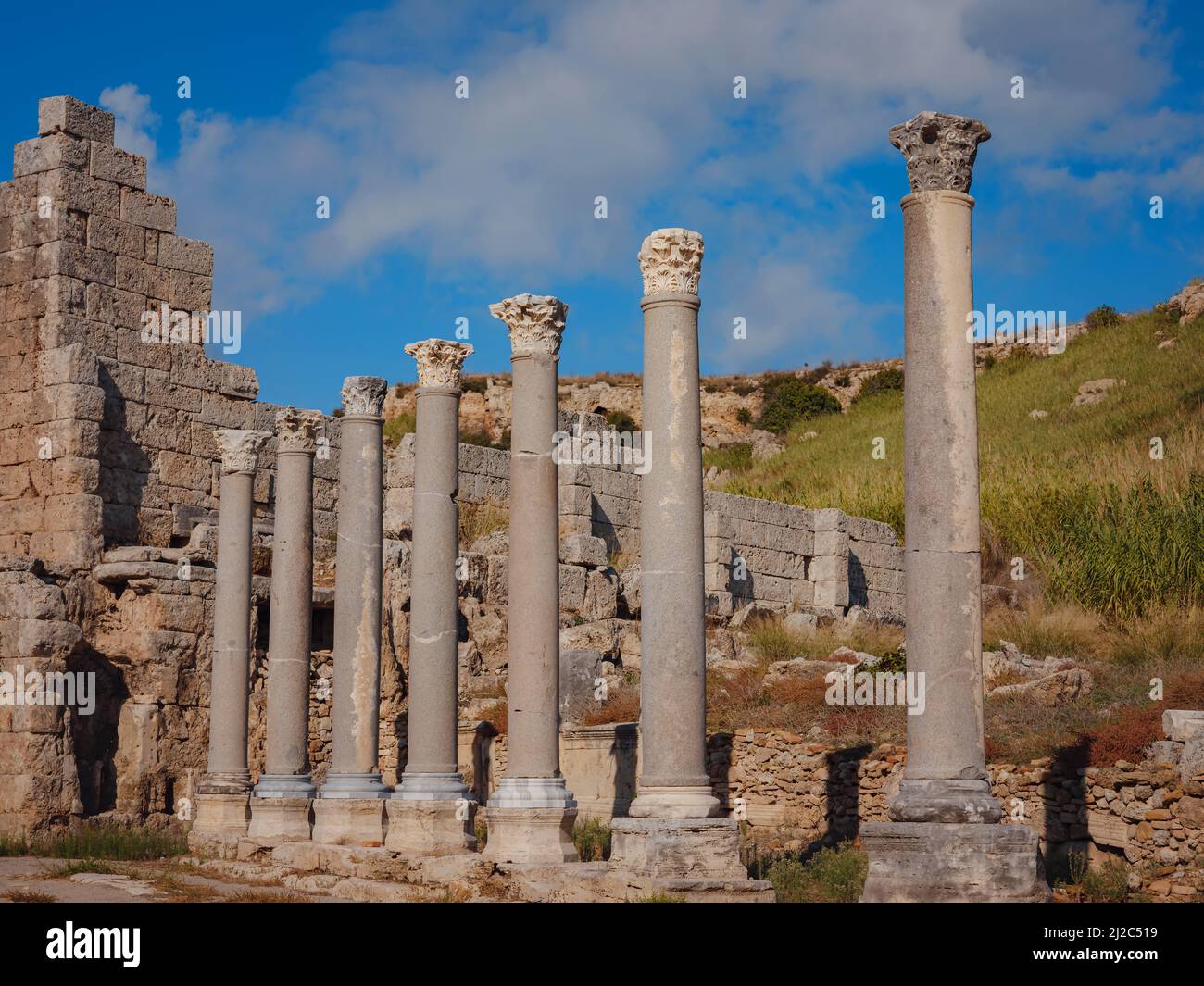 Agora columns with great sky viewin Perge or Perga ancient Greek city ...