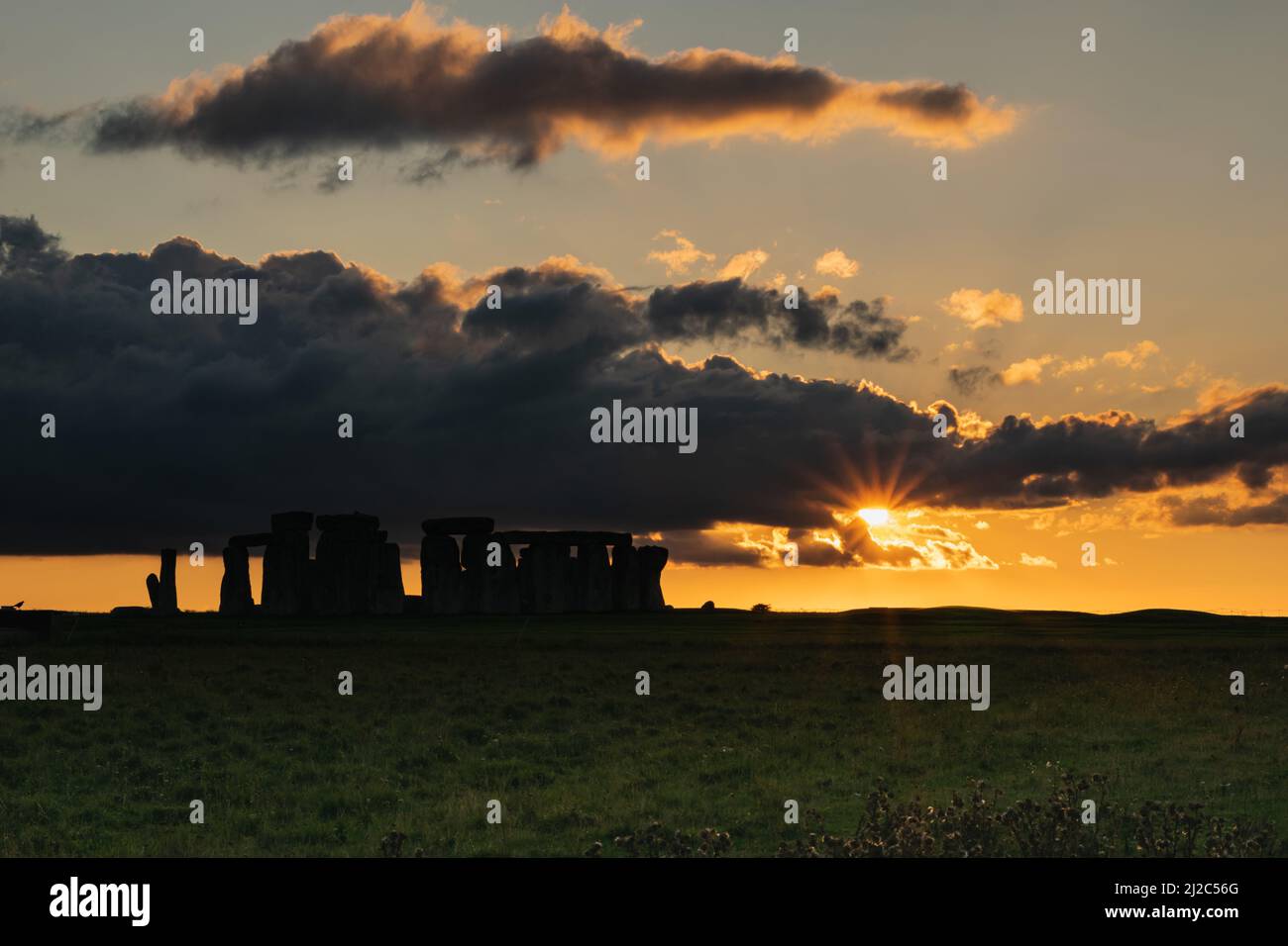 Sunset in Stonehenge Stock Photo - Alamy