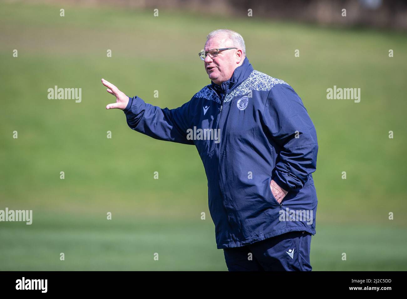 Football manager Steve Evans during training session at Stevenage ...