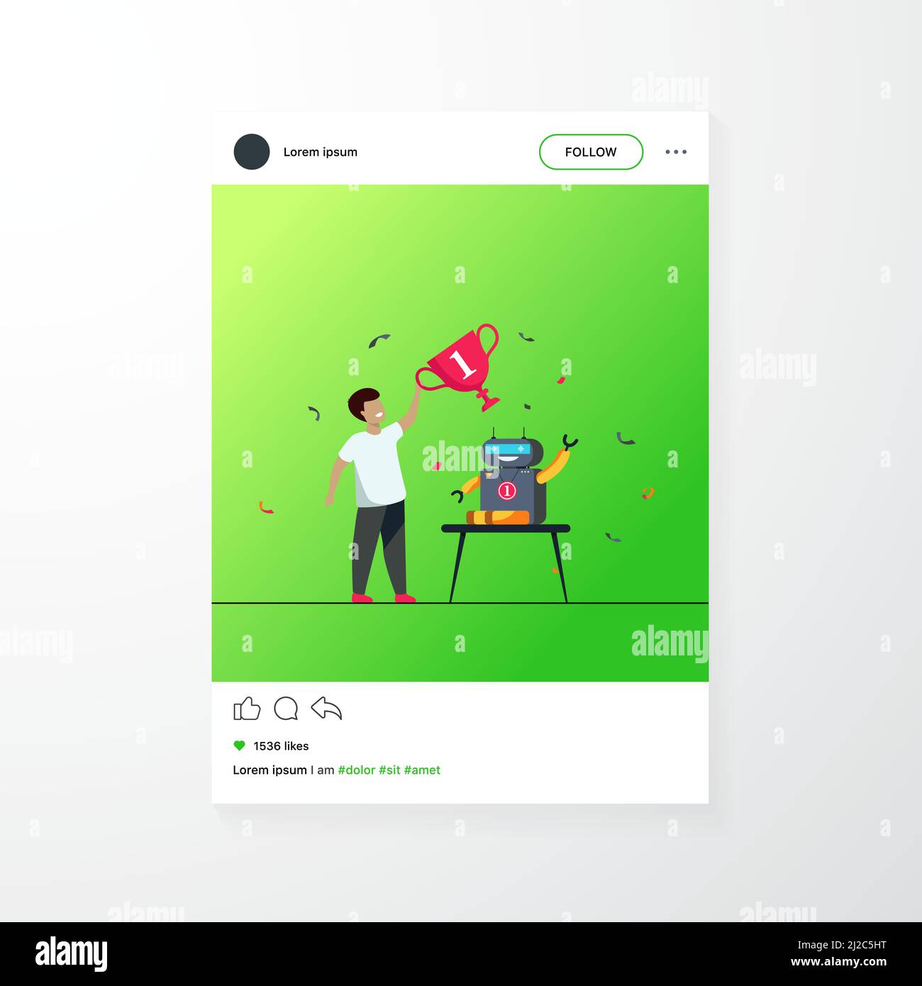 Child getting award for robot flat vector illustration. Cartoon young ...