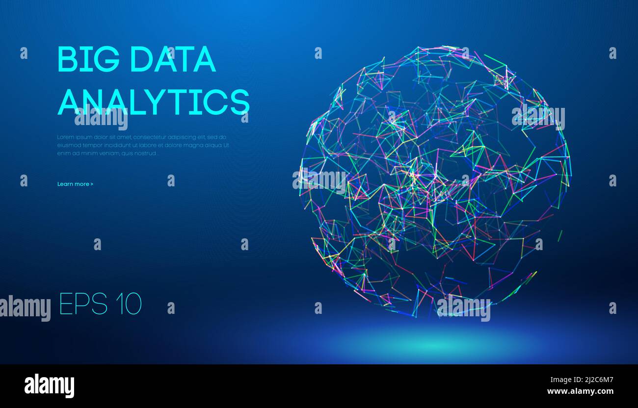 Artificial intelligence analytics. Data technology science concept. Network analysis sphere ...