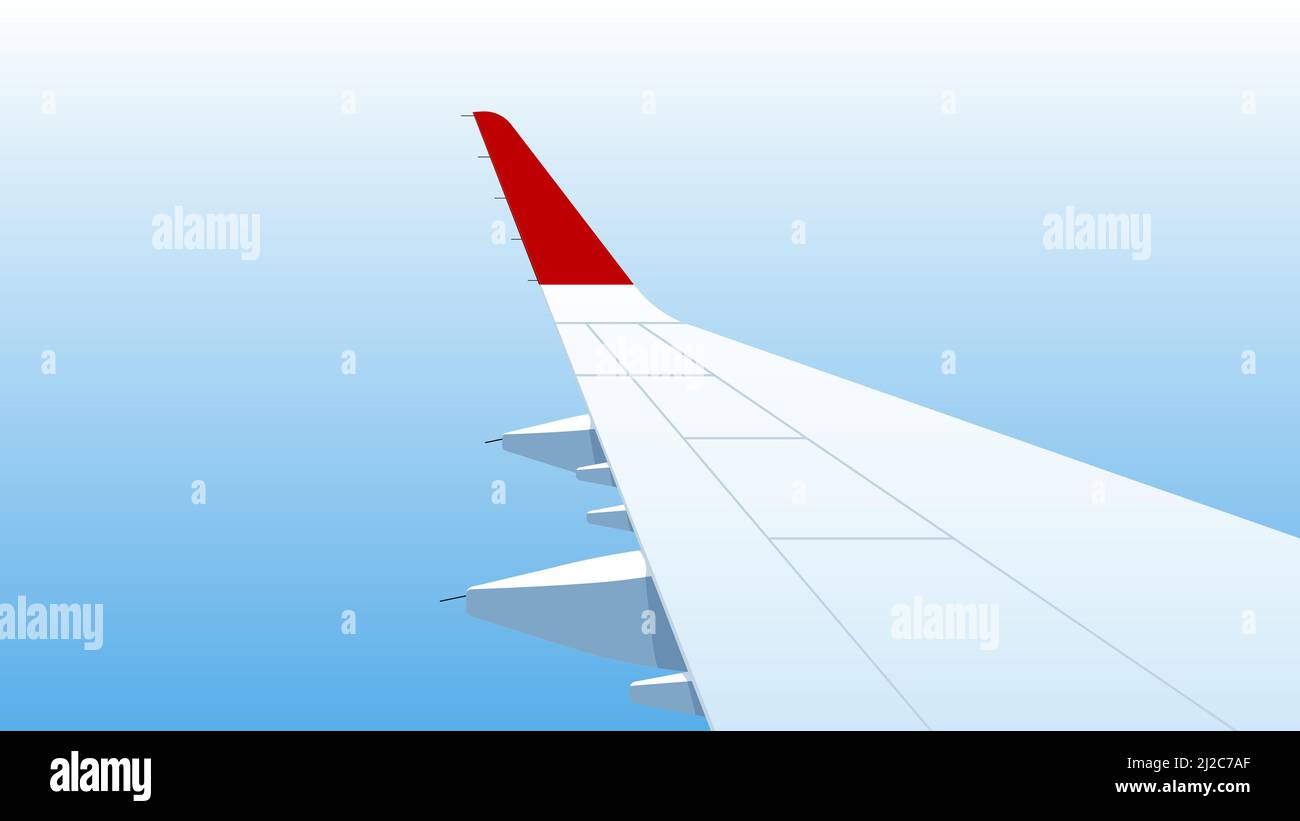 Wing of an airplane. The view from an airplane window. Vector ...