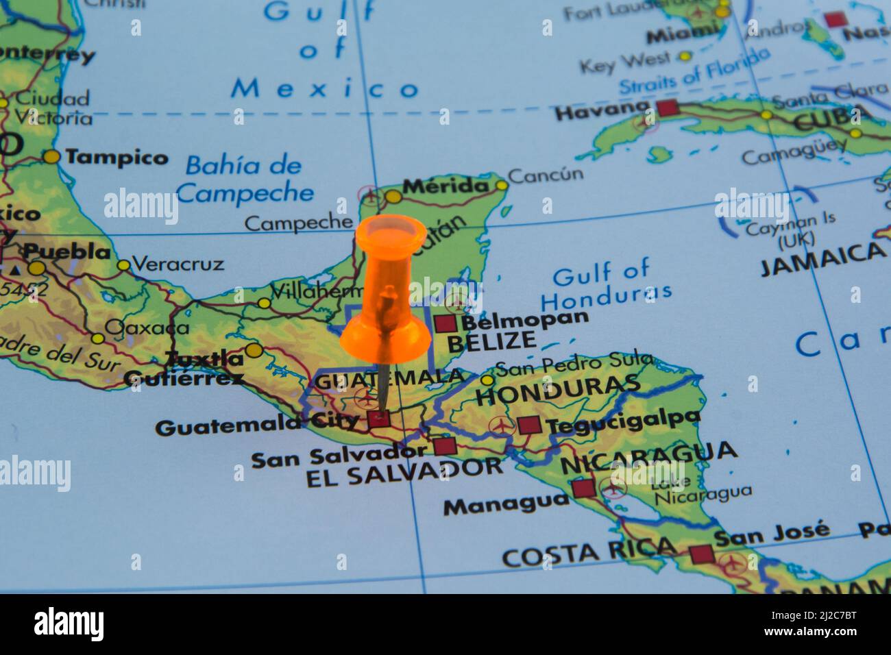 A illustrated map pin showing Guantanamo Stock Photo - Alamy