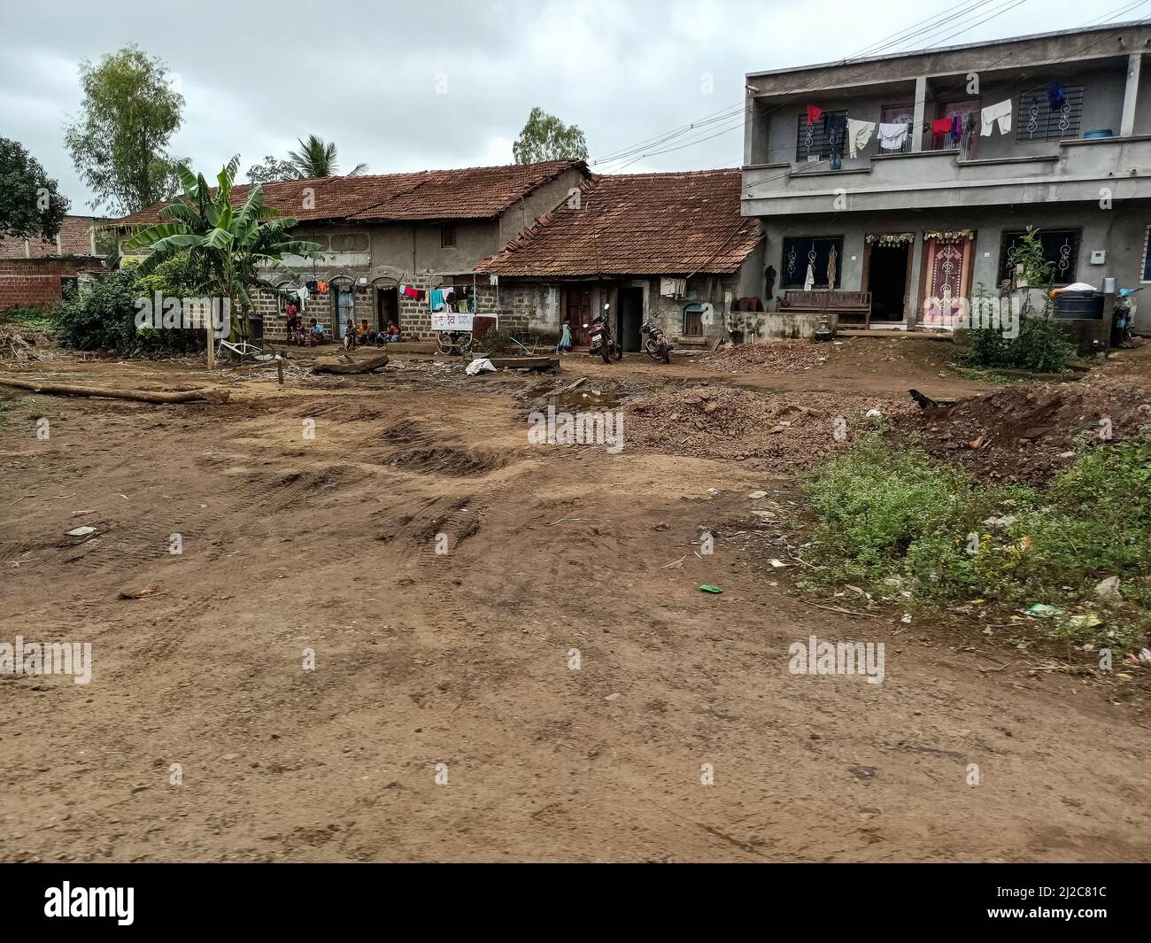 A beautiful residential area with a red brick pyramid shape rooftop ...