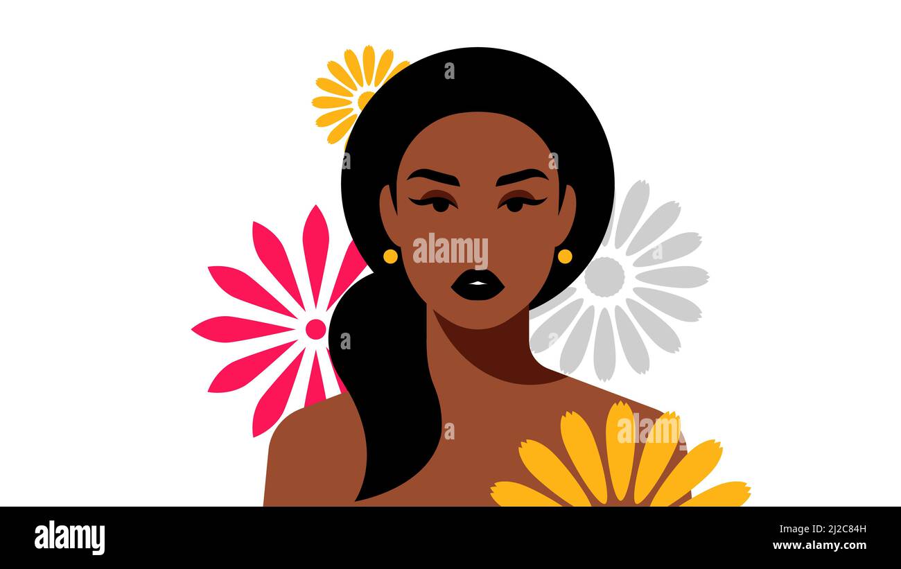 Dark Skinned Woman Close Up Stock Vector Images Alamy