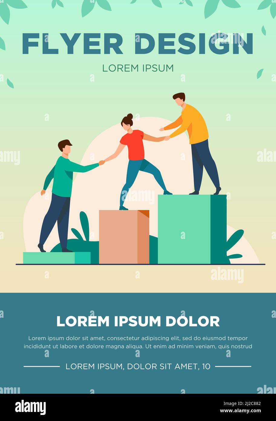 Employees giving hands and helping colleagues to walk upstairs. Team ...