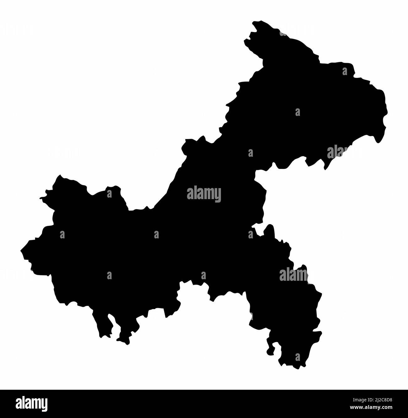 Chongqing city, silhouette map isolated on white background, China ...