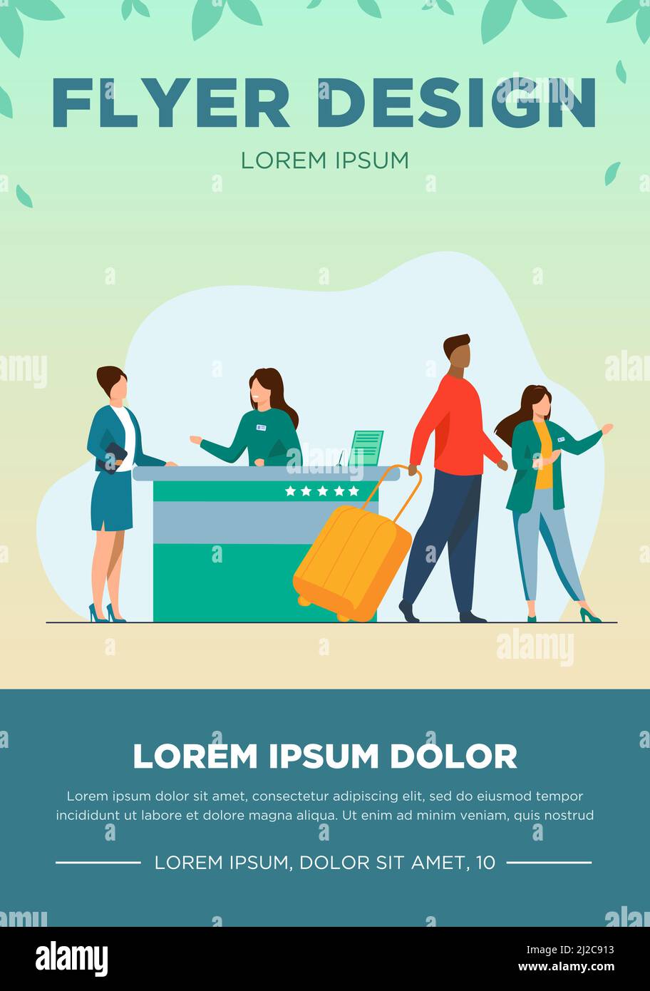Friendly receptionists from hotel registration desk help client vector ...