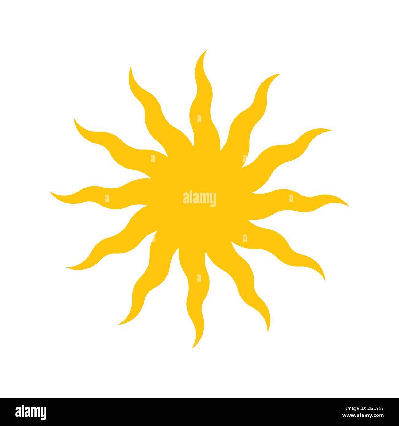 Gold silhouette of the sun. Medieval symbol of the sun with many rays ...