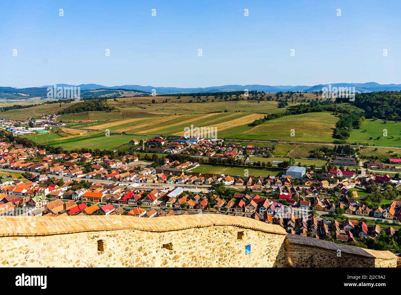 View from Rupea fortress in Transylvania, Romania. Rupea Citadel ...