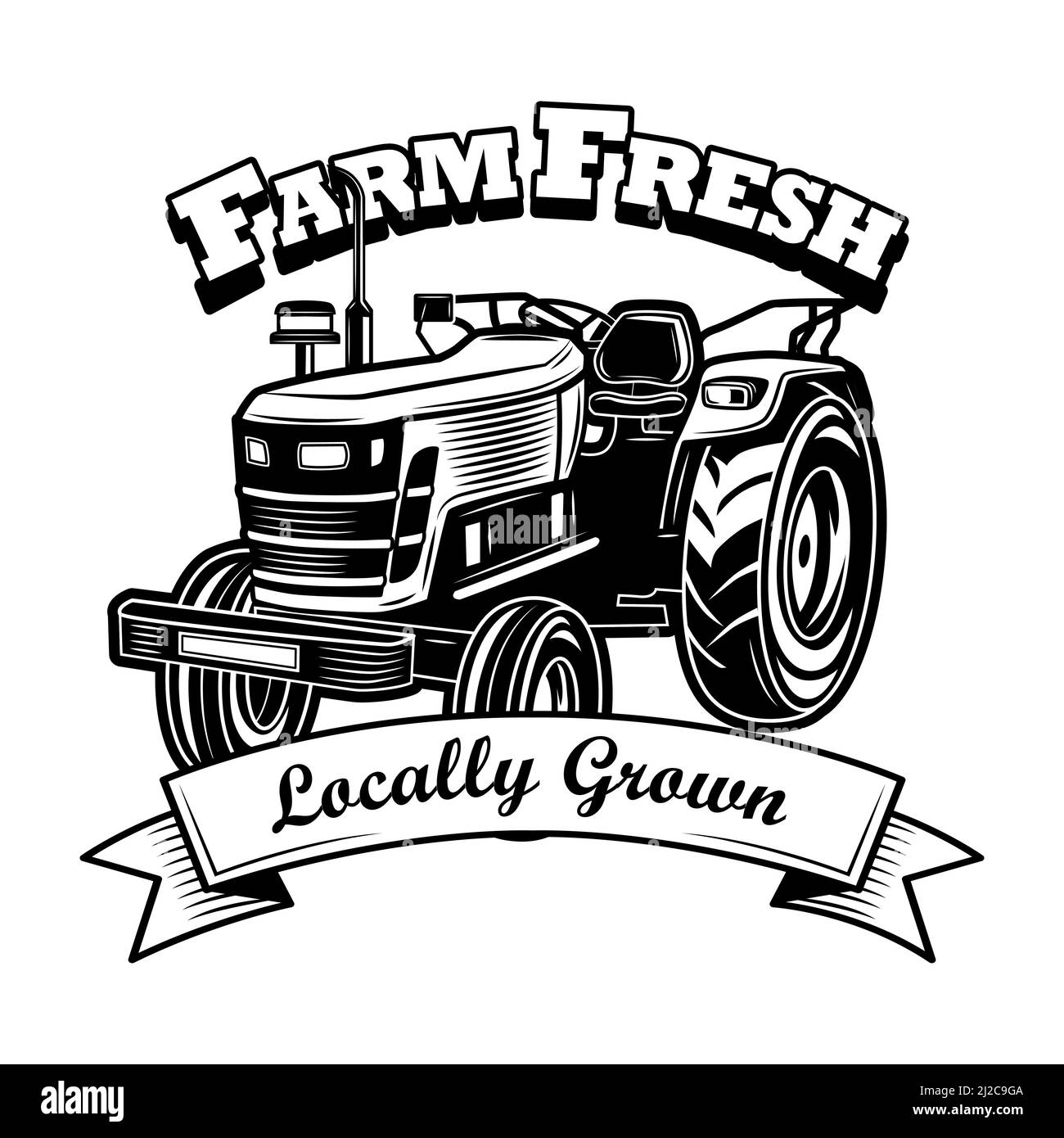 Agricultural agriculture tractor logo Black and White Stock Photos ...