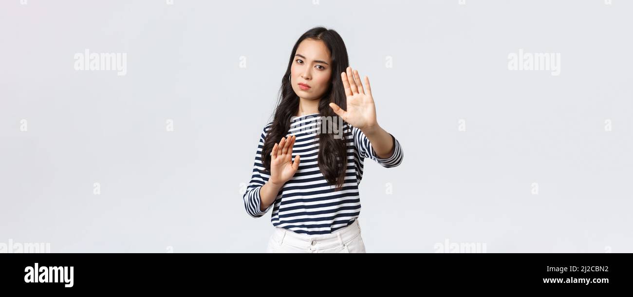 Lifestyle, beauty and fashion, people emotions concept. Annoyed woman ...