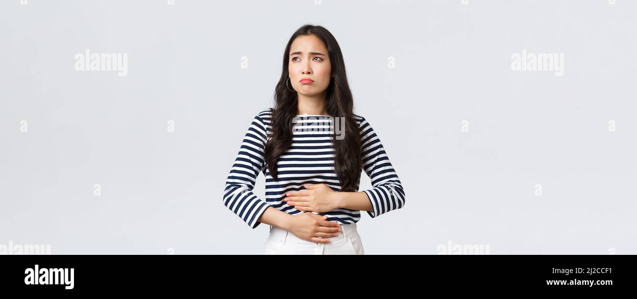 Lifestyle, beauty and fashion, people emotions concept. Woman got food ...