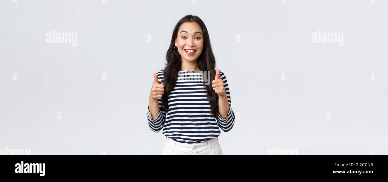 Lifestyle, beauty and fashion, people emotions concept. Satisfied and ...