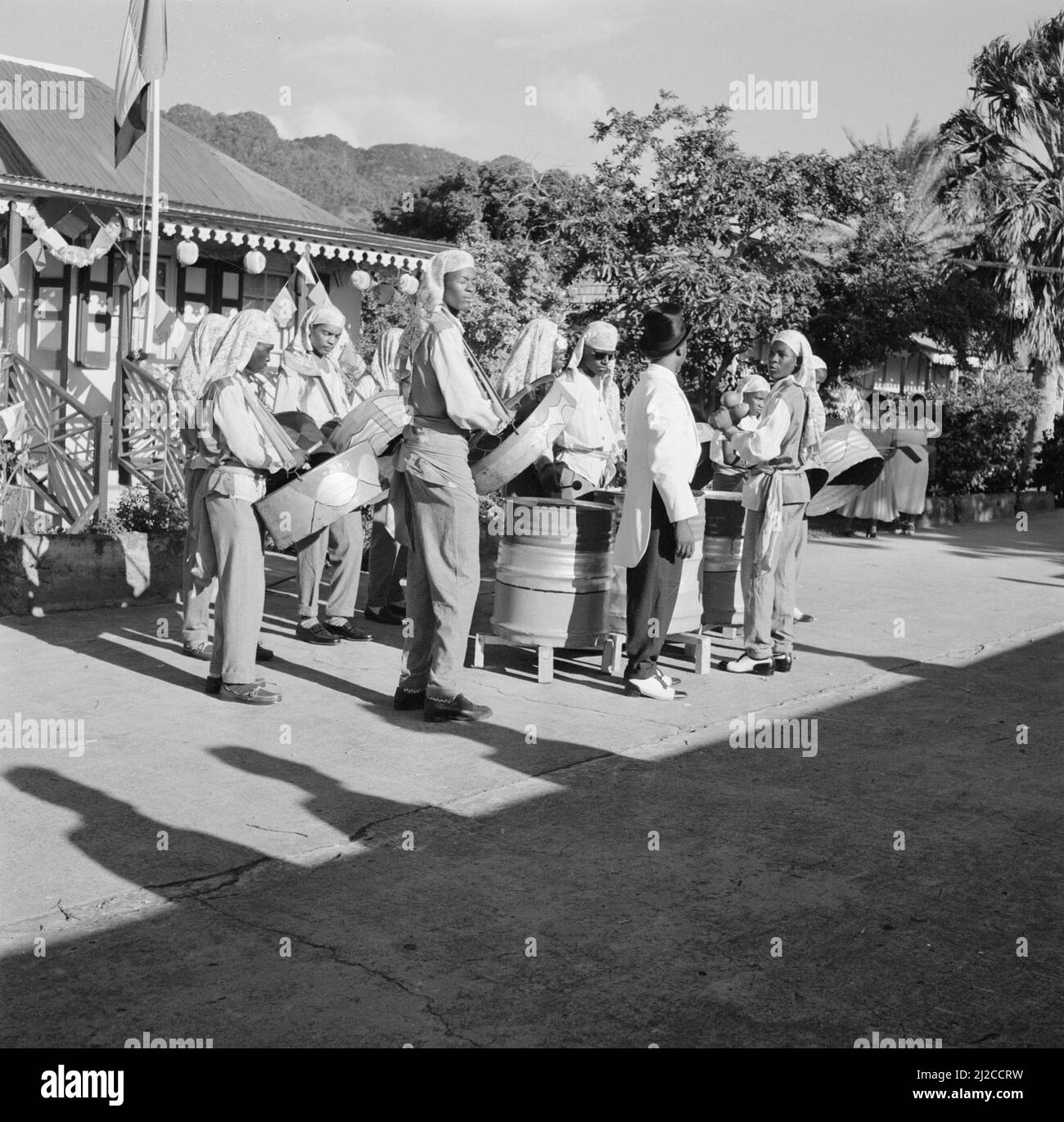 The Statius steelband on Sint Eustatius ca: 26 October 1955 Stock Photo ...