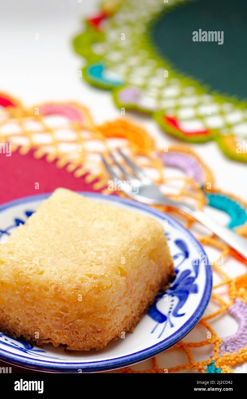 A vertical shot of Enyucado, a traditional Colombian dessert Stock ...