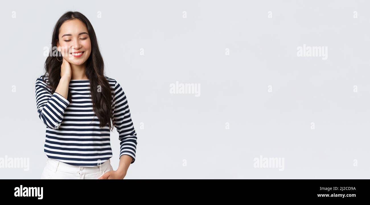 Lifestyle, people emotions and casual concept. Joyful beautiful asian ...