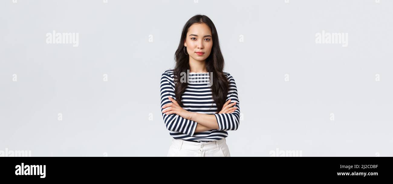 Lifestyle, people emotions and casual concept. Confident nice smiling ...